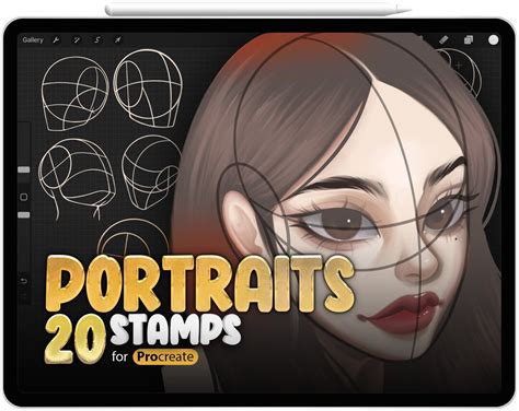 20 Procreate Portrait Guide Stamp Brushes Procreate Head Stamp