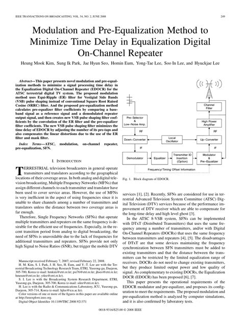 Pdf Modulation And Pre Equalization Method To Minimize Time Delay In Equalization Digital On