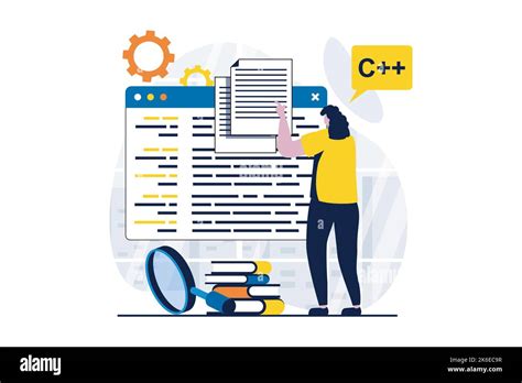 Software Development Concept With People Scene In Flat Cartoon Design