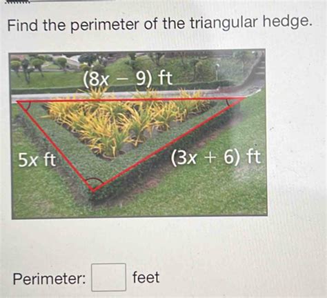find the perimeter of the triangular hedge perimeter feet [geometry]