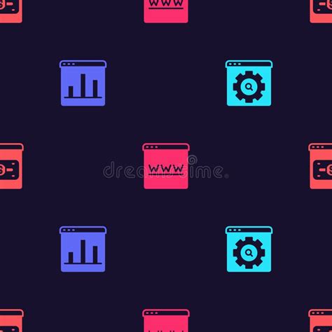 Set Browser Setting Graph Chart Infographic Window And Online Shopping On Screen On Seamless