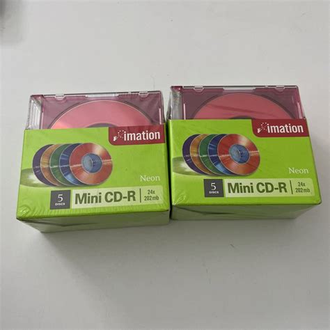 New 10x Imation Mini Cd R 8cm80mm 185mb21min Neon Colours Retro Unit