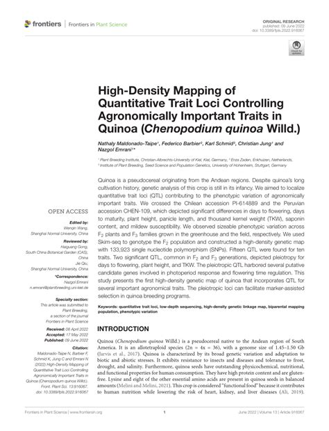 Pdf High Density Mapping Of Quantitative Trait Loci Controlling Agronomically Important Traits