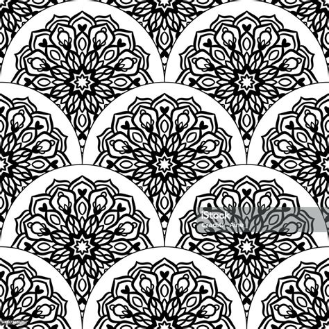 추상 만다라 물고기 스케일 원활한 패턴 장식 타일 모자이크 배경입니다 꽃 패치 워크 무한대 카드 아랍어 인도 오스만 모티브 벡터 그림입니다 규모에 대한 스톡 벡터 아트 및