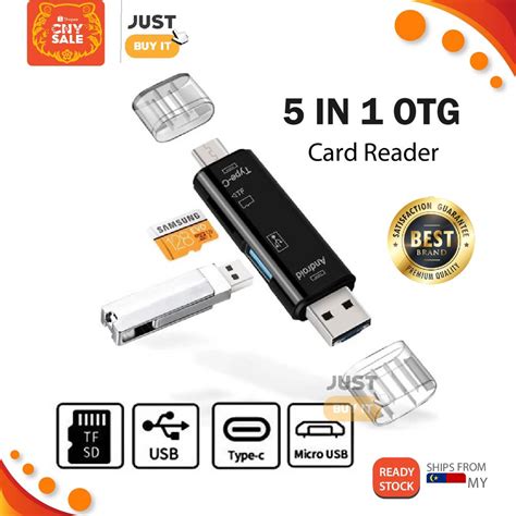 5 In 1 USB OTG Type C USB Micro USB SD TF Memory Card OTG Reader Adapter Compatible With Laptop