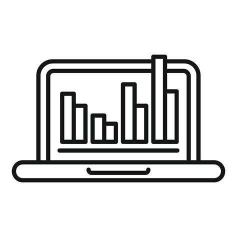 Laptop Displaying Bar Graph Line Art Vector Art At Vecteezy
