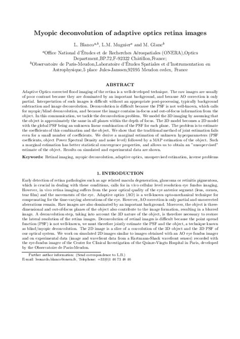 Pdf Myopic Deconvolution Of Adaptive Optics Retina Images