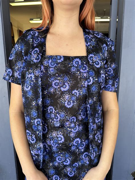 Authentic 1970s Flower Print Maxi Dress With Matching Vest Chaos