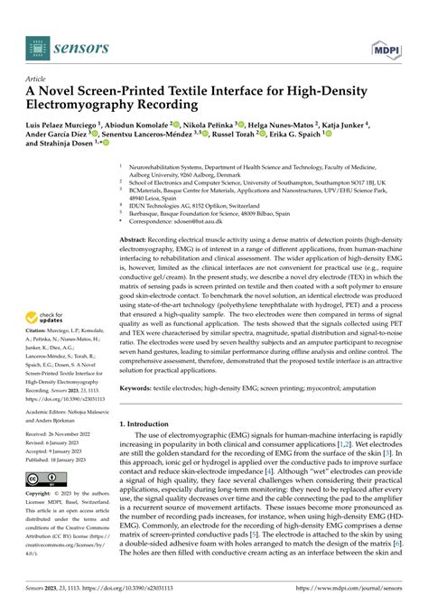 pdf a novel screen printed textile interface for high density