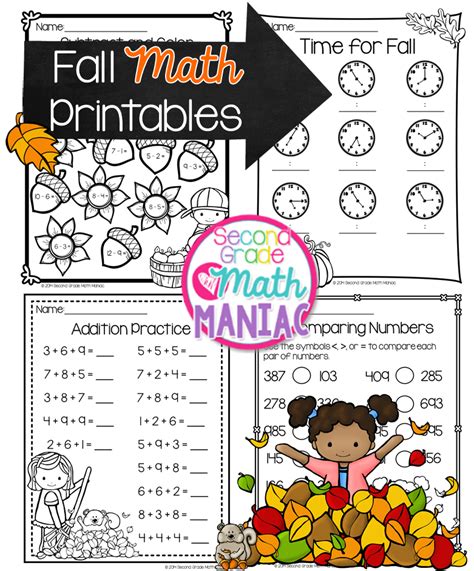 The Original Math Maniac Fall Math Printables