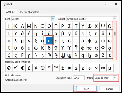 How to Insert PI Symbol π in Excel