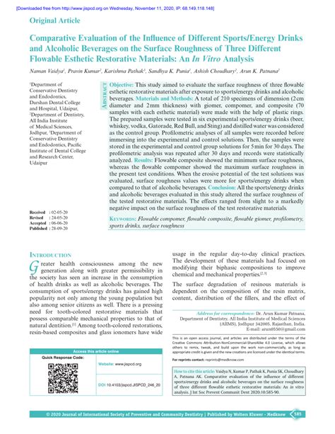 Pdf Comparative Evaluation Of The Influence Of Different Sports Energy Drinks And Alcoholic