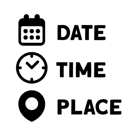 Date Time Address Or Place Icons Symbol 4 10522289 Vector Art At Vecteezy