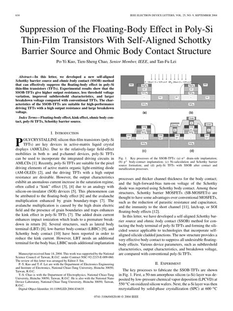Pdf Suppression Of The Floating Body Effect In Poly Si Thin Film