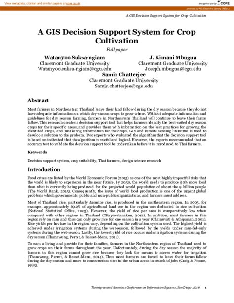 Pdf A Gis Decision Support System For Crop Cultivation