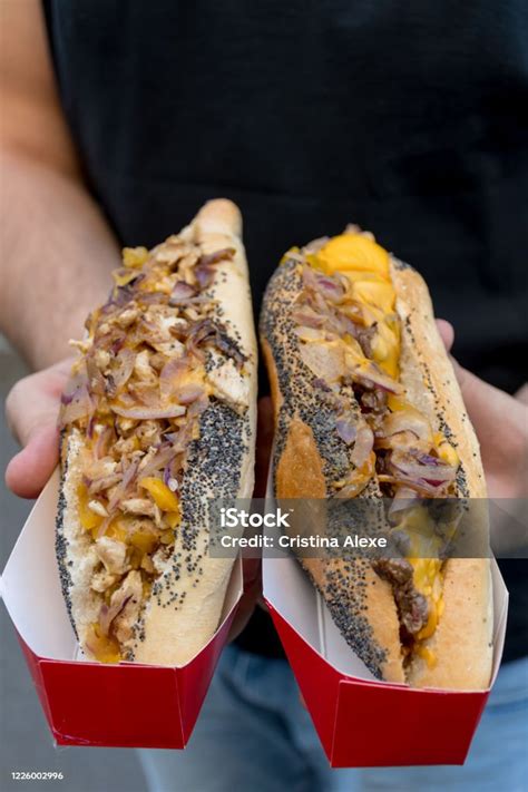 패스트 푸드 축제 이벤트 중 소시지 핫도그 외부 케이터링 또는 야외 파티 잡아 서 접시를 이동 Food Festival에 대한 스톡 사진 및 기타 이미지 Istock