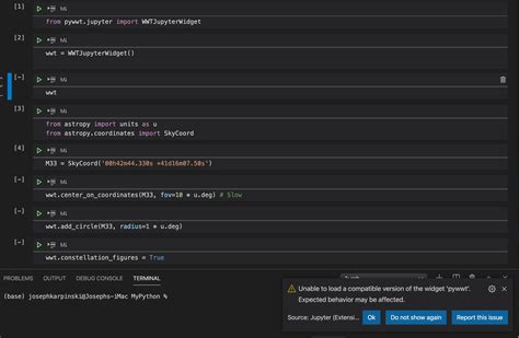 Unable To Load A Compatible Version Of The Widget Pywwt Expected