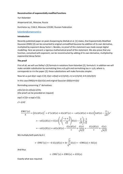 Pdf Reconstruction Of Exponentially Modified Functions