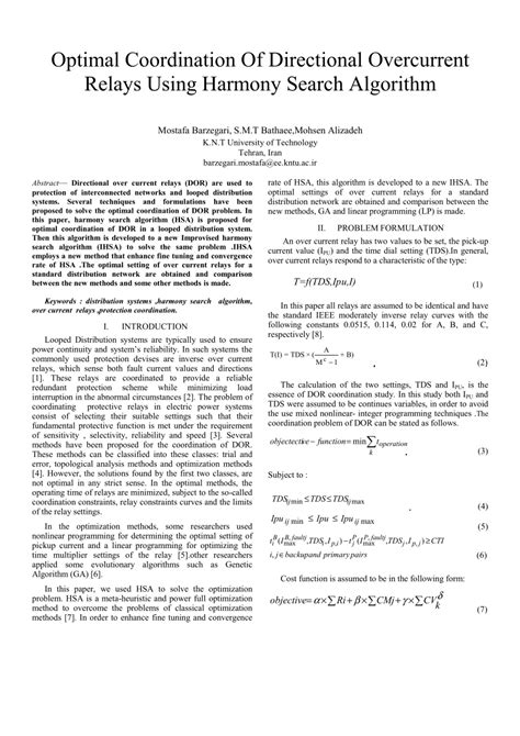 pdf optimal coordination of directional overcurrent relays using