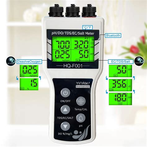 Portable Dissolved Oxygen Tester 6 In 1 Do Ph Meter Ph Conductivity Salinity Temperature Meter