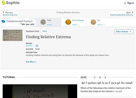 Sophia Finding Relative Extrema Lesson 3 Instructional Video For 9th