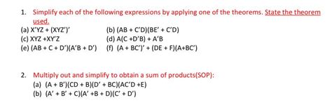 Solved Simplify Each Of The Following Expressions By Chegg Com