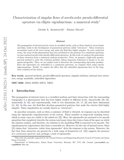 Pdf Characterization Of Singular Flows Of Zeroth Order Pseudo Differential Operators Via