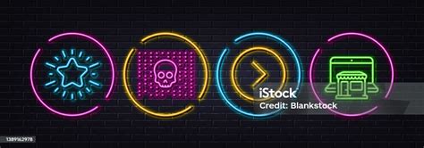 반짝 반짝 스타 사이버 공격 및 앞으로 최소 라인 아이콘 웹 응용 프로그램의 경우 인쇄합니다 네온 레이저 3d 조명 벡터 고급에 대한 스톡 벡터 아트 및 기타 이미지