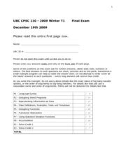 CPSC FINAL SOLUTIONS UBC CPSC Winter T Final Exam December Th