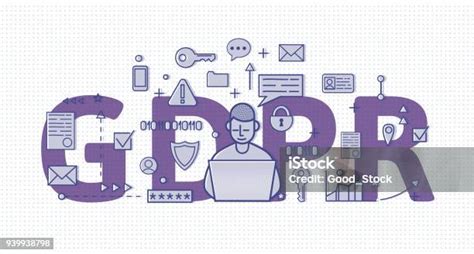 Gdpr 개념 그림입니다 일반 데이터 보호 규칙입니다 개인정보의 보호입니다 흰색 절연 동조에 대한 스톡 벡터 아트 및 기타 이미지 Istock