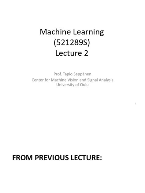 Machine Learning Lecture 2 1 Pdf Mathematical Optimization
