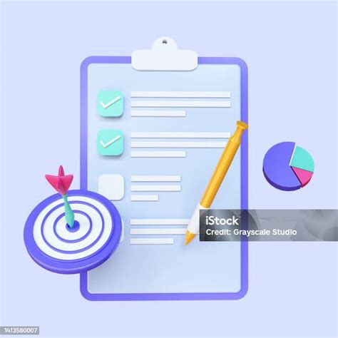 체크리스트가있는 클립 보드의 3d 렌더링 프로젝트 관리 개념 보라색 배경에 격리 3차원 형태에 대한 스톡 사진 및 기타 이미지 3차원 형태 가격 거래 내역서 Istock