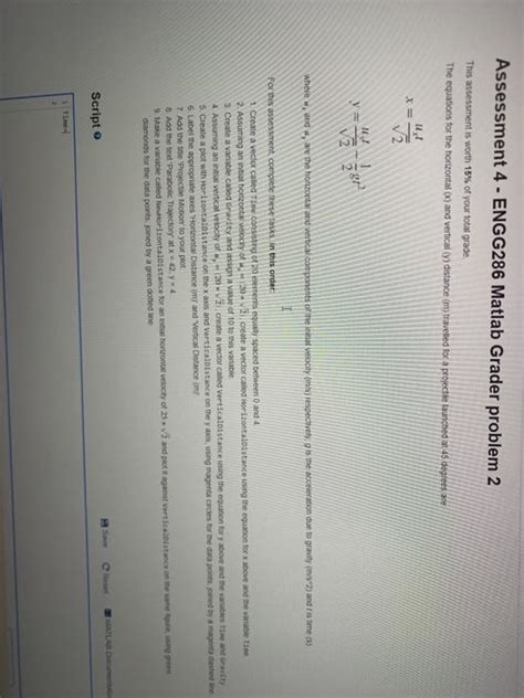 Solved Assessment 4 Engg286 Matlab Grader Problem 2 This