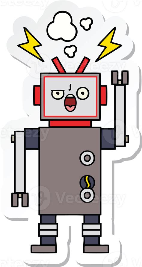 Sticker Of A Cute Cartoon Broken Robot 41144596 Png
