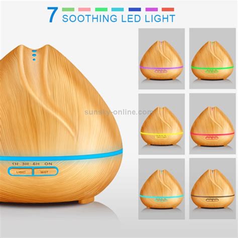 복숭아 모양 우드 그레인 원격 제어 초음파 가습기 아로마 테라피 기계 Led 조명이있는 자동 알코올 분무기 용량 400ml