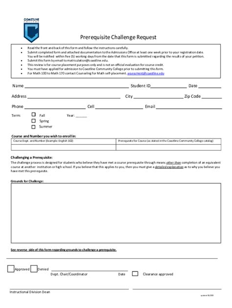 Lbcc Prerequisite Challenge Form Fill Out And Sign Online Dochub