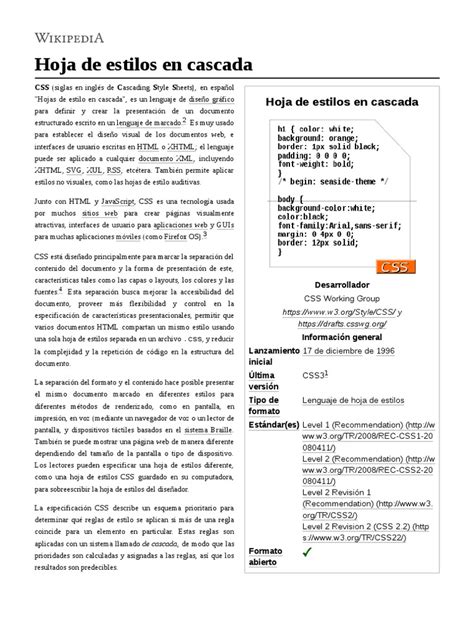 Hoja De Estilos En Cascada Pdf Hojas De Estilo En Cascada