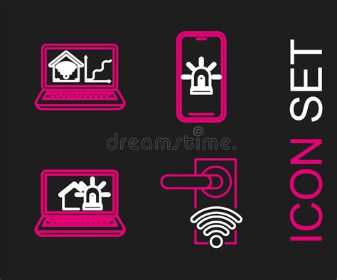 Set Line Digital Door Lock With Wireless Technology For Unlock Laptop Smart House And Alarm