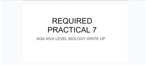 A Level Aqa Biology Required Practical 7 Teaching Resources