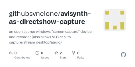 Github Githubsvncloneavisynth As Directshow Capture An Open Source