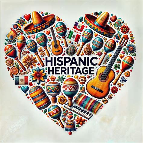 Heartshaped Arrangement Of Hispanic Cultural Symbols With Hispanic