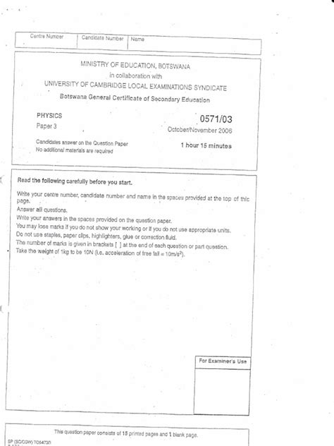 Bgcse Physics Paper 3 2006 Pdf Nuclear Physics Physical Sciences