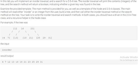 In This Lab You Will Implement An Inorder Traversal