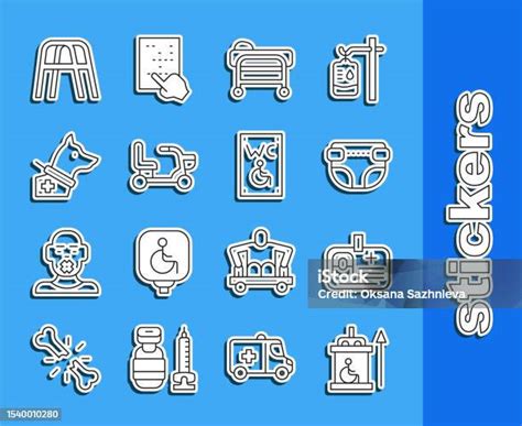장애인을 위한 라인 엘리베이터 식별 배지 성인용 기저귀 들것 전동 휠체어 안내견 보행기 및 분리된 화장실 아이콘을 설정합니다