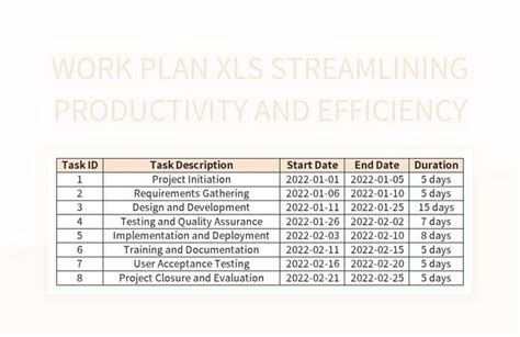 Work Plan Xls Streamlining Productivity And Efficiency Excel Template Free Download Pikbest