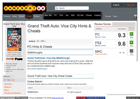 Cupdf Com Vice City Cheats 558462 E7ce3e5 GameSpot DarkTo Search Log In Sign Up