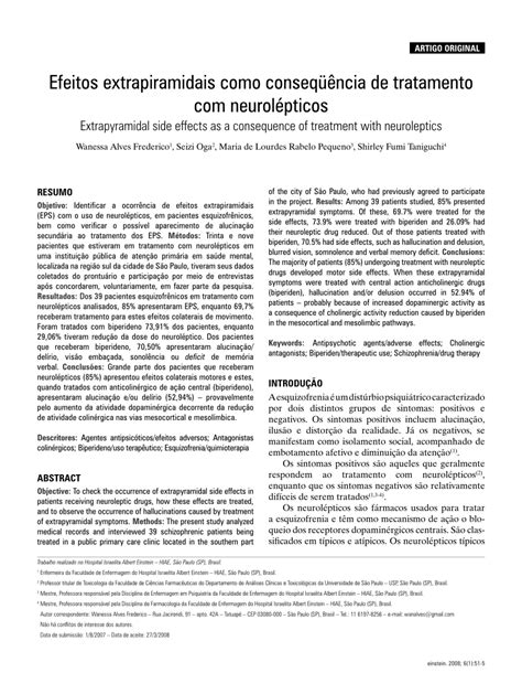 PDF Extrapyramidal Side Effects As A Consequence Of Treatment With Neuroleptics Efeitos