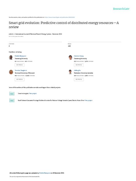 Smart Grid Evolution Predictive Control Of Distributed Energy Resources A Review Pdf