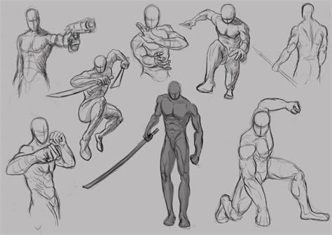 Artstation Few Action Poses Geethan Punnapully Drawing Reference