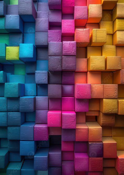 A Vibrant Arrangement Of Colorful 3d Cubes In Gradient Pattern Background Wallpaper Image For